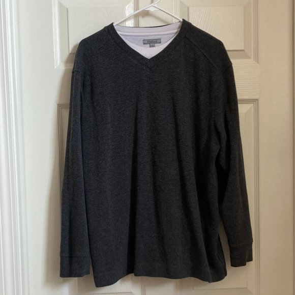 Method | Shirts | Method Mens Long Sleeve Waffle Crew Gray Layered Look ...